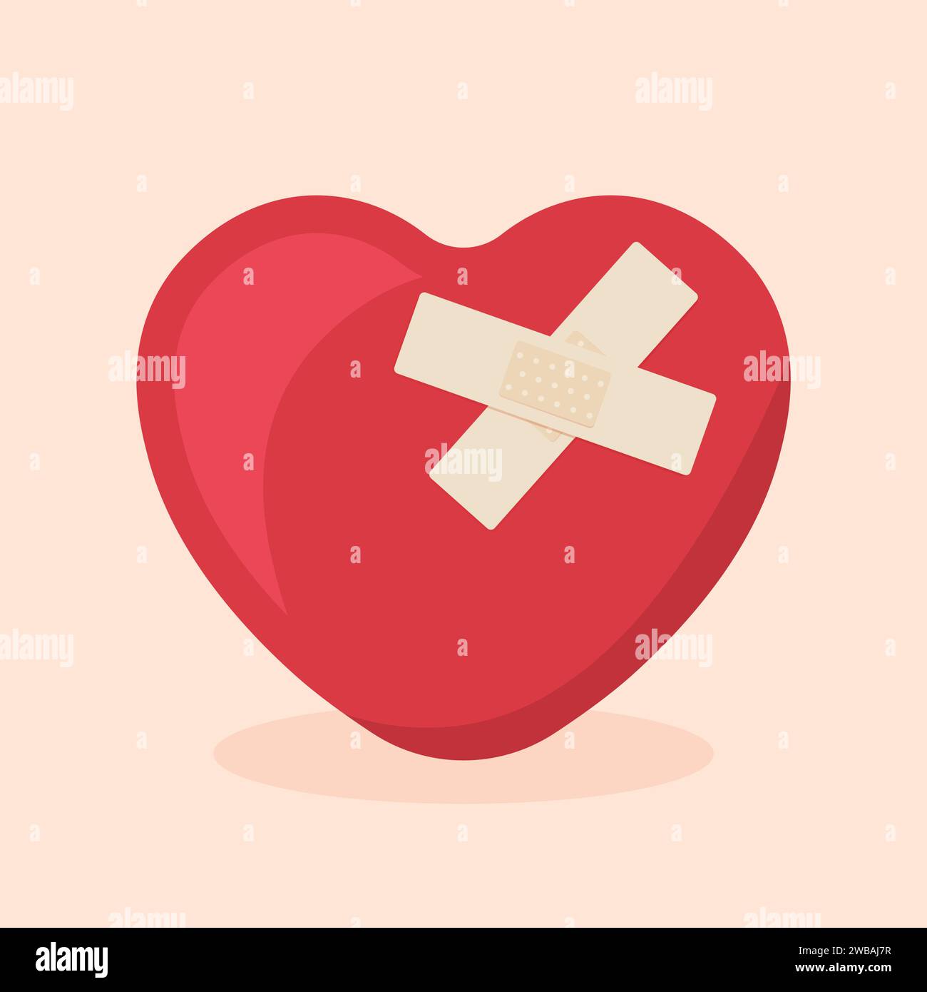 heart with band-aid plaster; broken heart, unhappy love, Valentine's ...