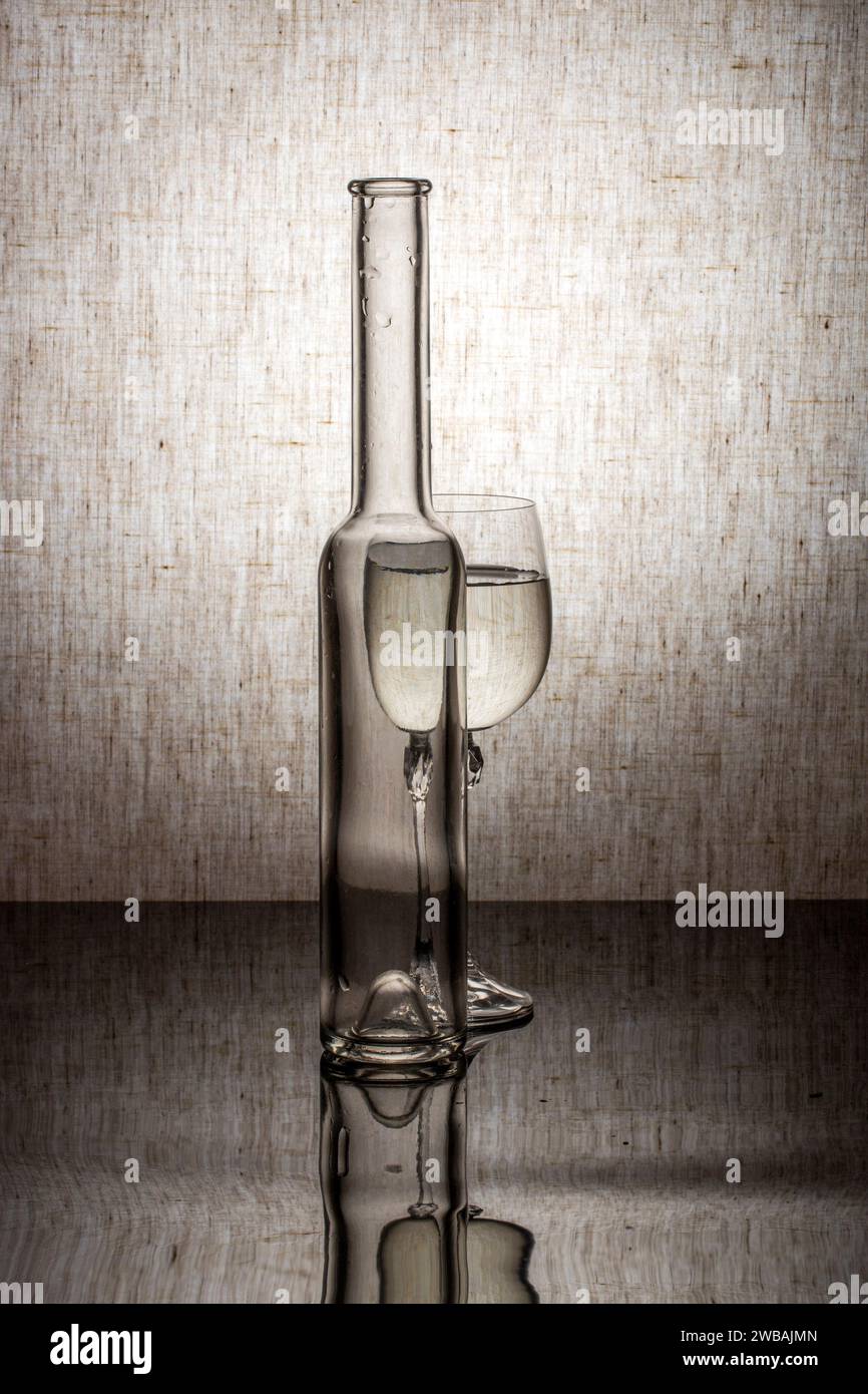 Still life with glass objects with reflection Stock Photo - Alamy