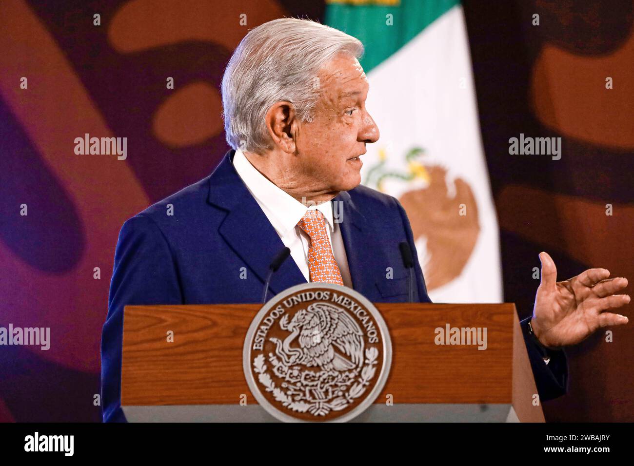 Andres Manuel Lopez Obrador, president of Mexico, press conference ...