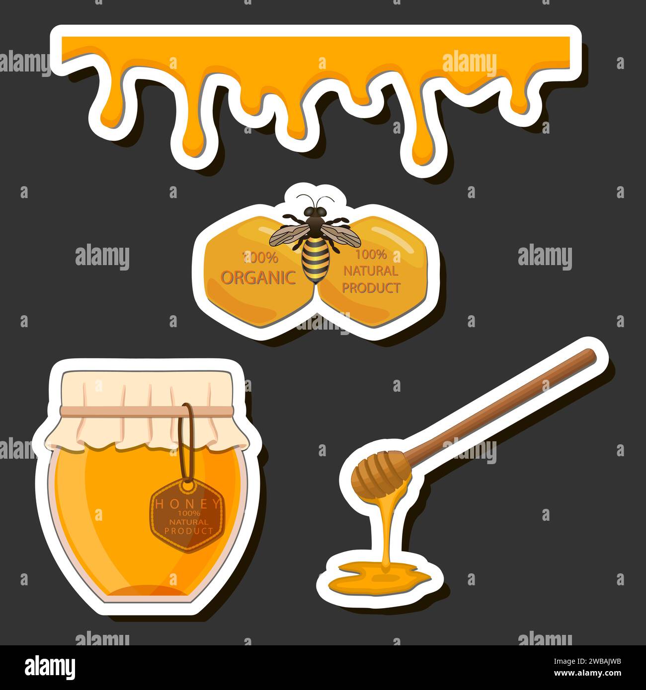 Illustration on theme sugary flowing down honey in honeycomb with bee ... Illustration on theme sugary flowing down honey in honeycomb with bee ...