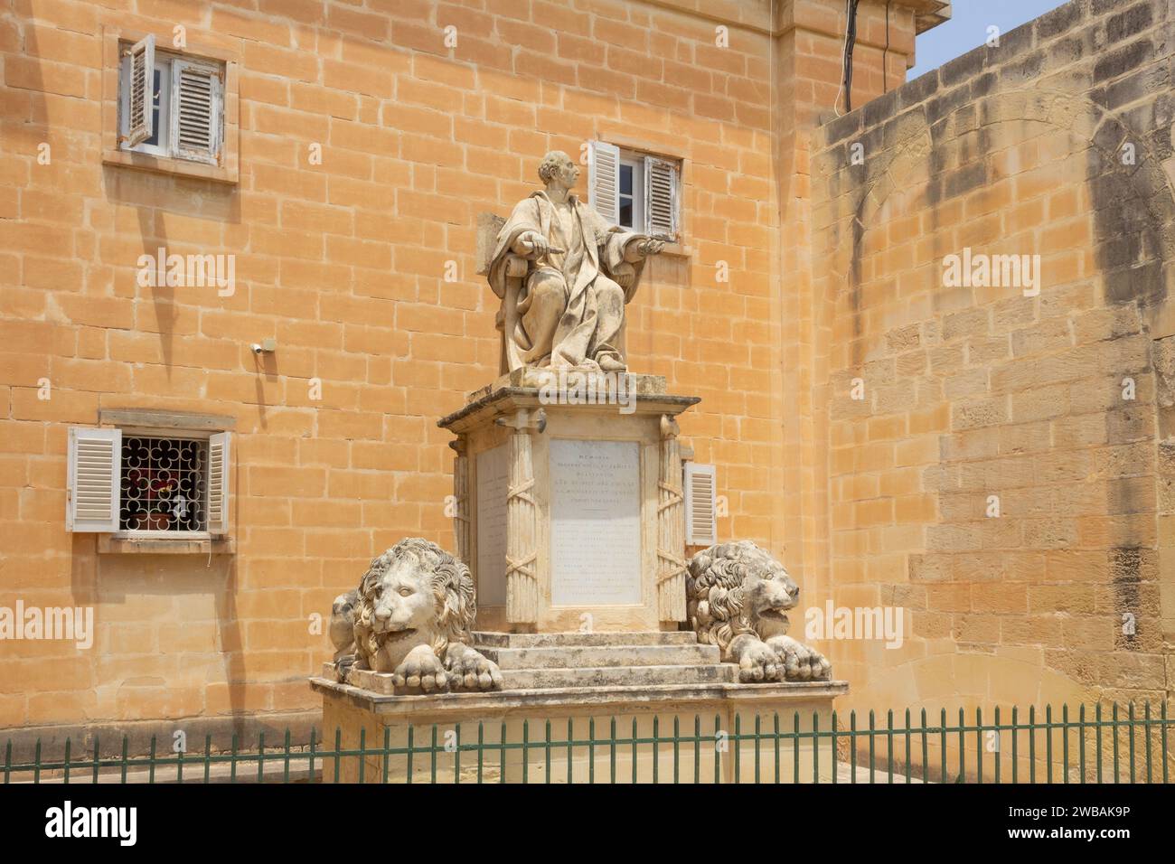 Upper Barrakka Gardens, Malta, La Valletta. Statue of Sir Giuseppe ...
