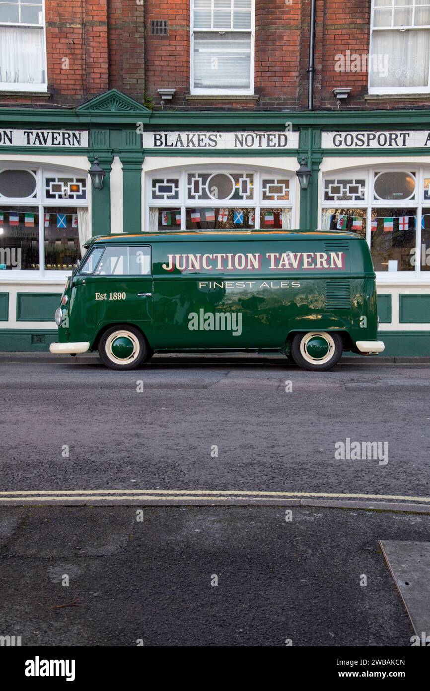 VW Type 2 Split screen panel van converted to a camper Stock Photo - Alamy