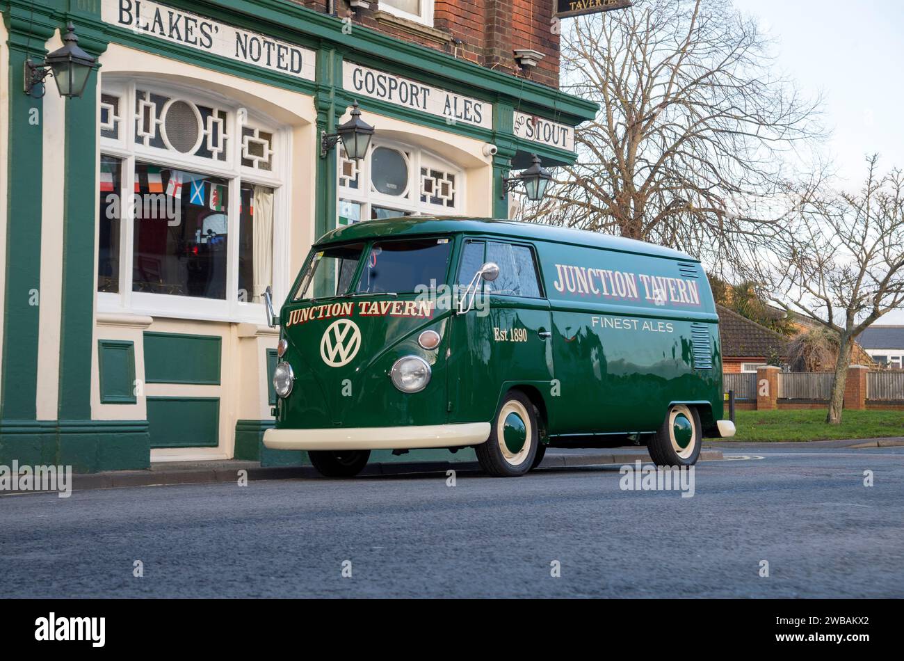 VW Type 2 Split screen panel van converted to a camper Stock Photo - Alamy