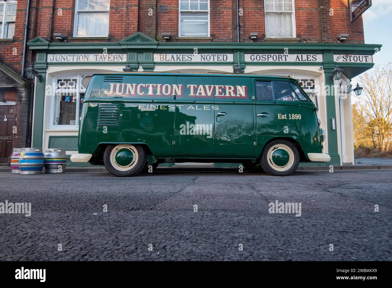 VW Type 2 Split screen panel van converted to a camper Stock Photo - Alamy