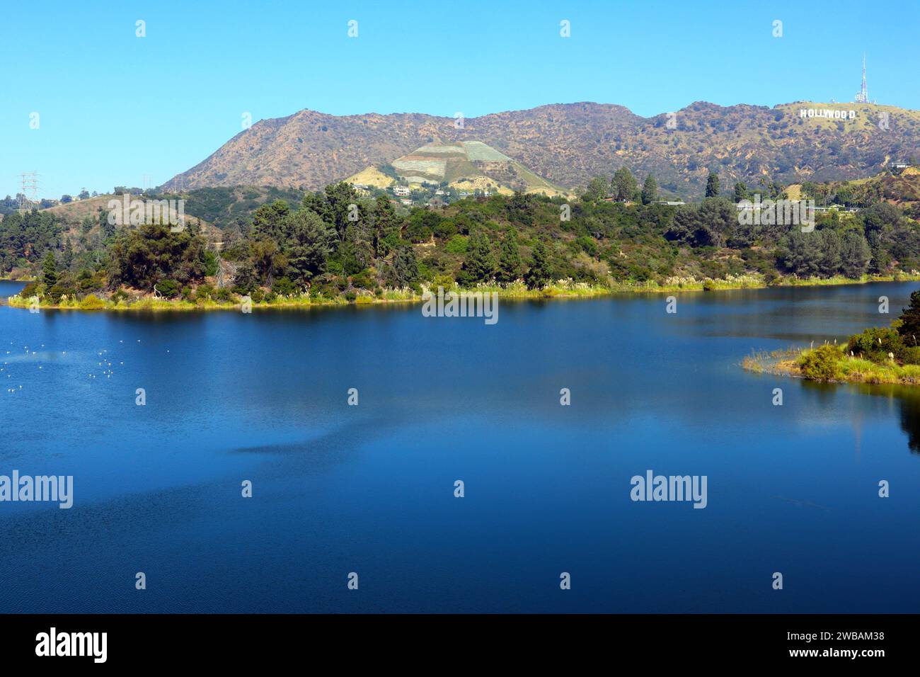 Hollywood (Los Angeles) California: view of HOLLYWOOD Reservoir and ...