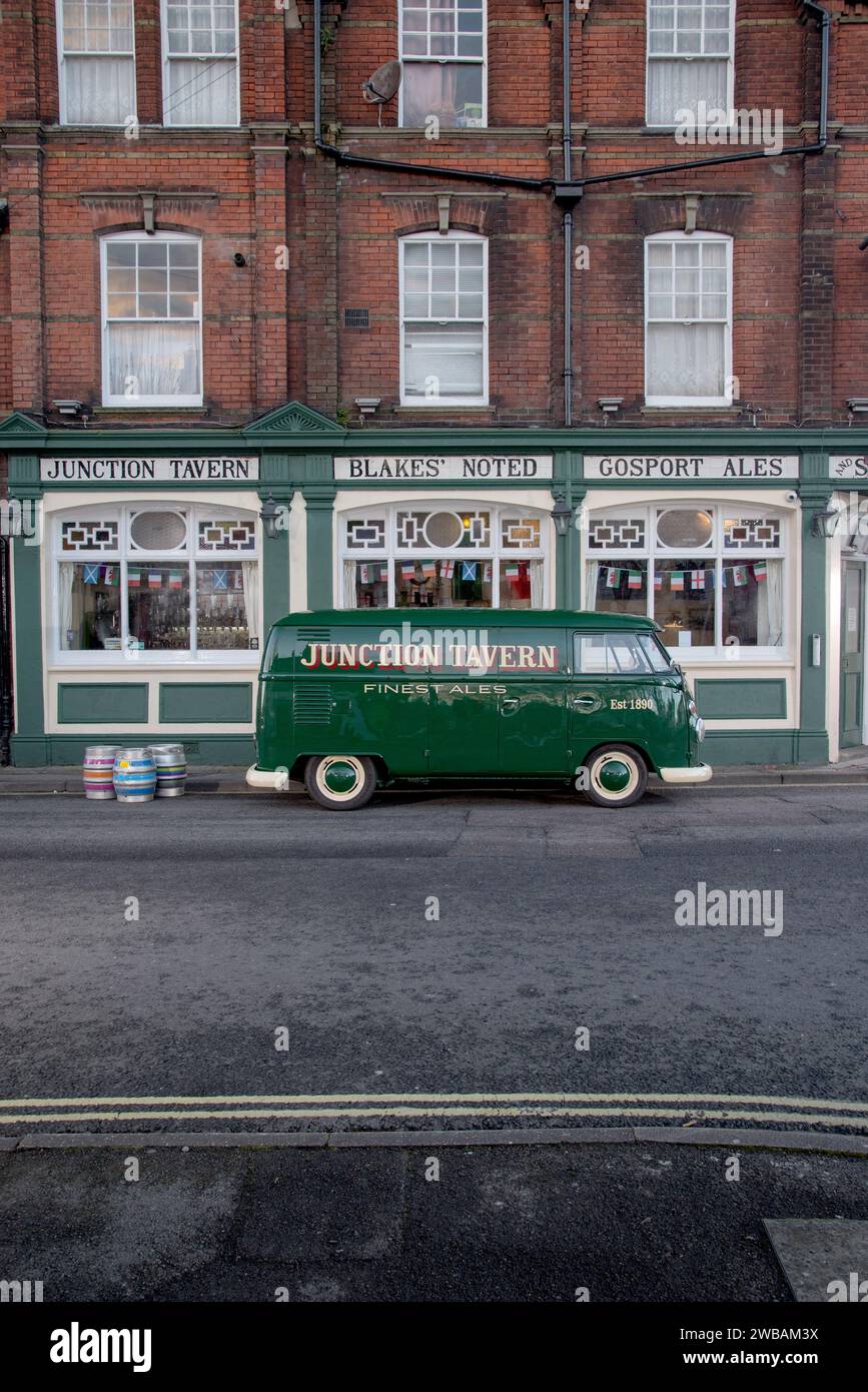 VW Type 2 Split screen panel van converted to a camper Stock Photo - Alamy