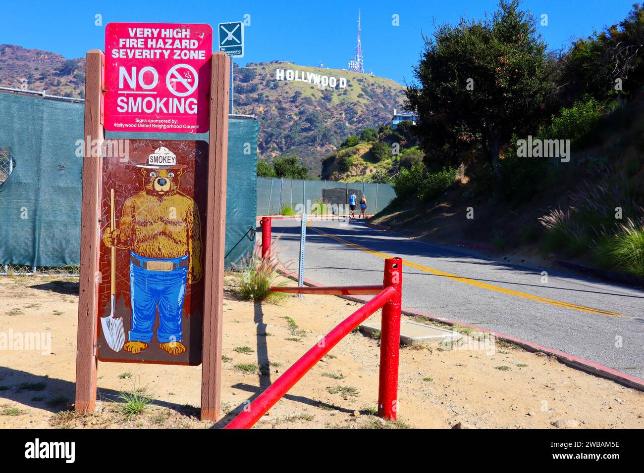 Hollywood (Los Angeles) California: Smokey the Bear sign with the ...