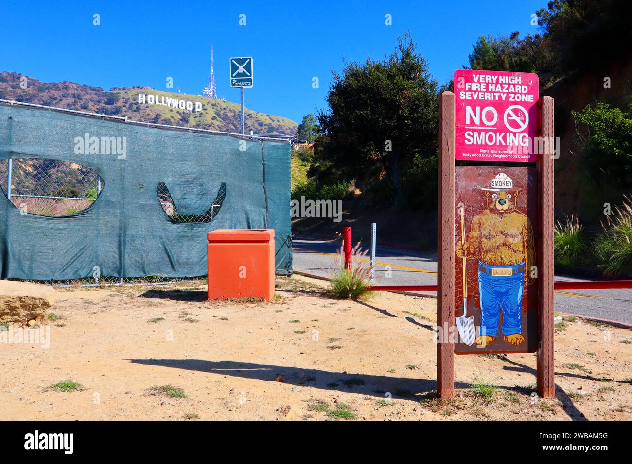Hollywood (Los Angeles) California: Smokey the Bear sign with the ...