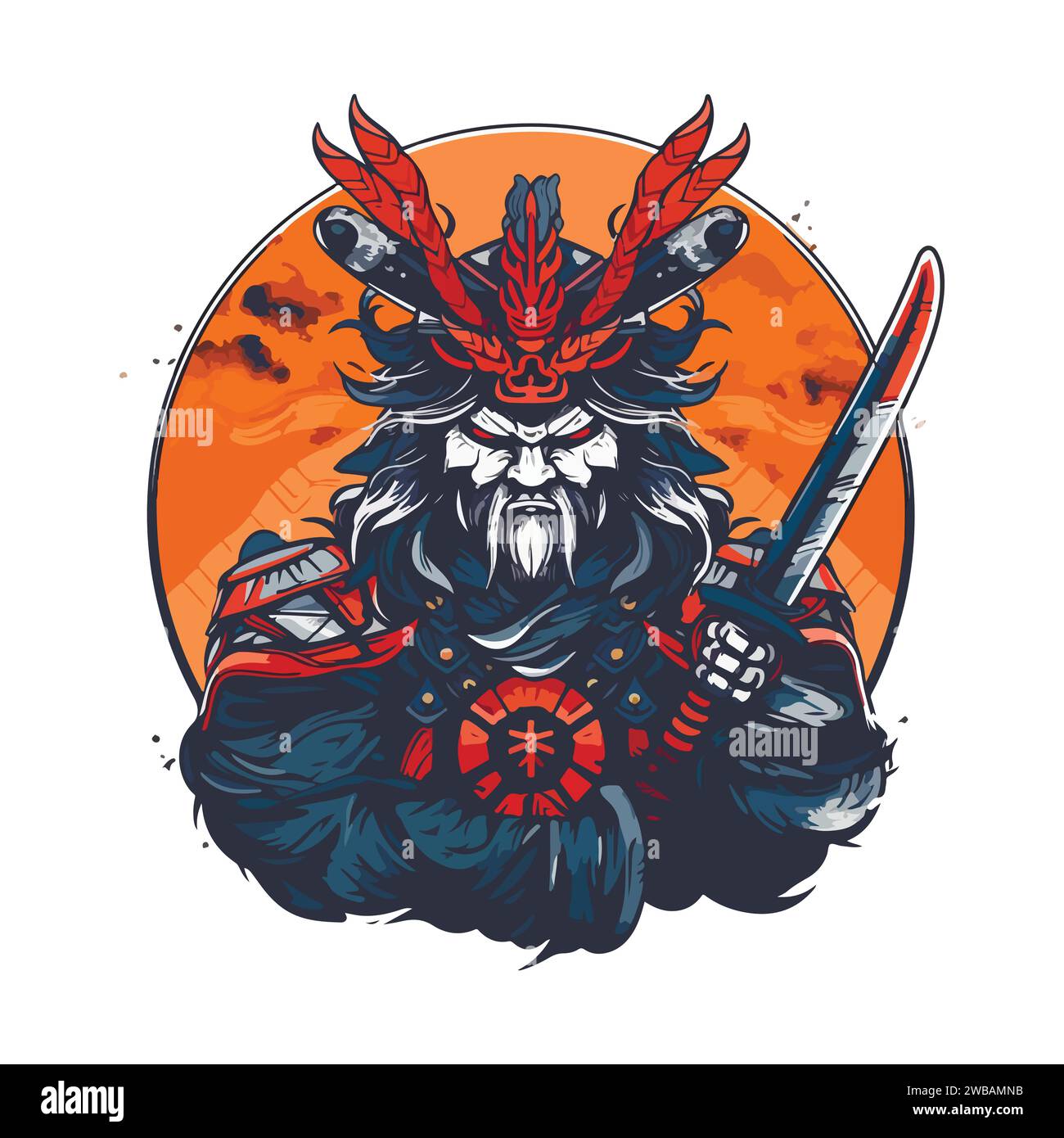 Asian Japanese samurai warrior esport gaming vector mascot logo ...