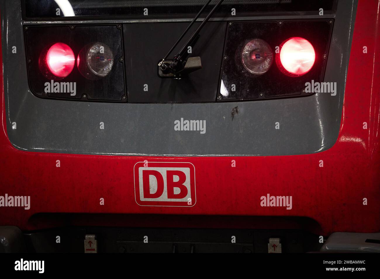Berlin, Germany. 09th Jan, 2024. View of the red rear lights of a train ...
