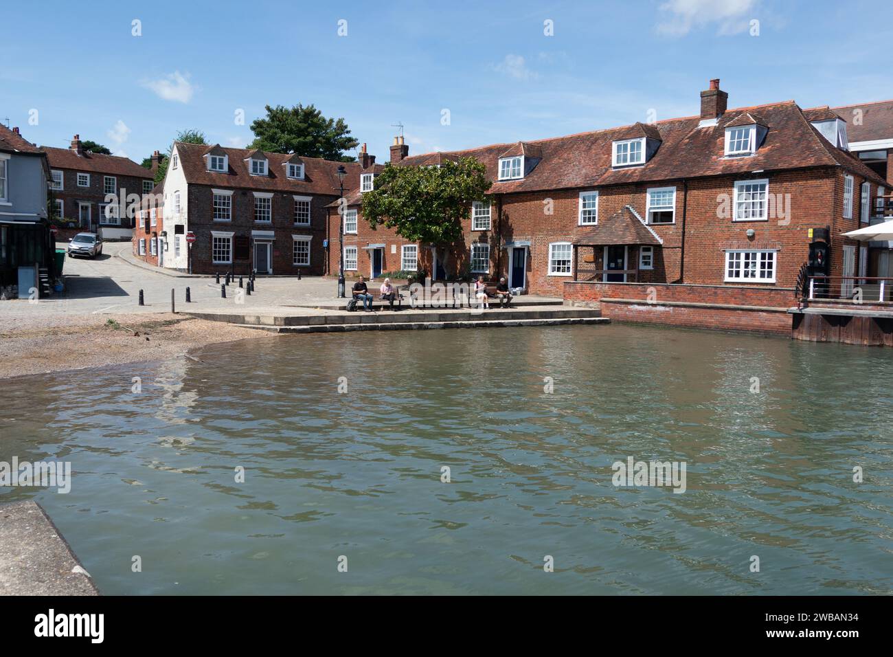 Red bricked houses in the river side village of the Hamble near ...
