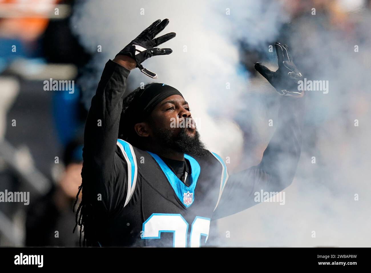 Carolina Panthers cornerback Donte Jackson enters the field before the ...
