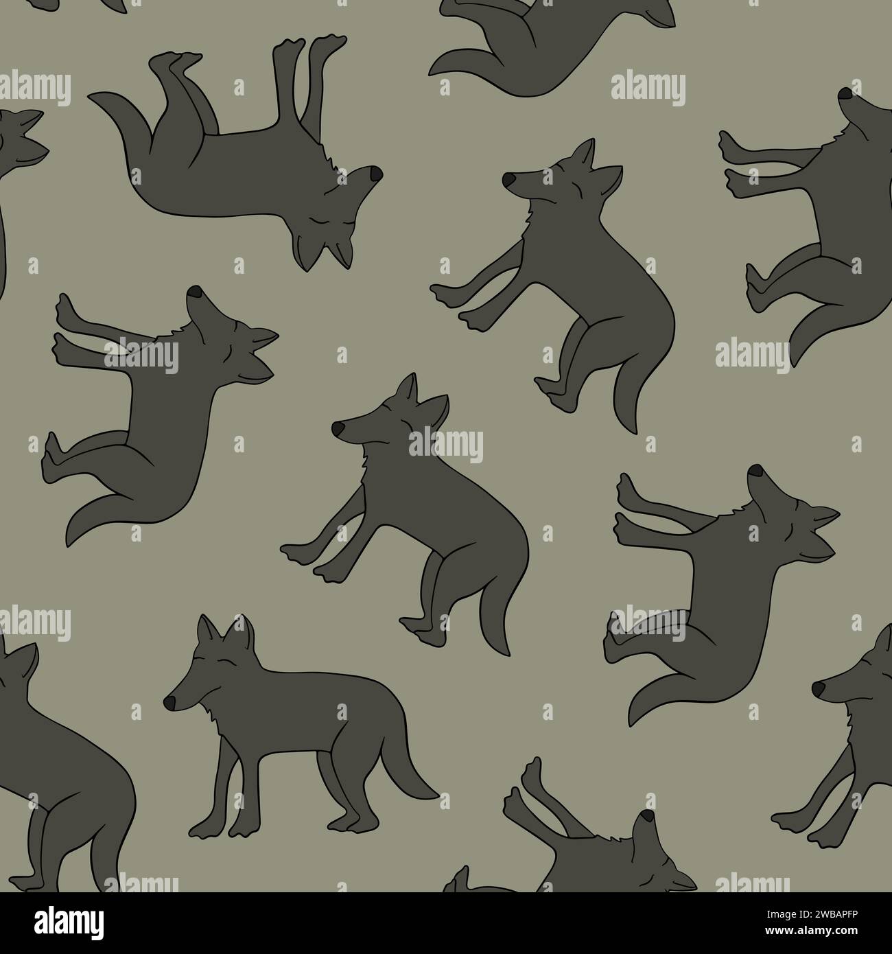 Vector isolated illustration of pattern with wolves. Pattern with ...