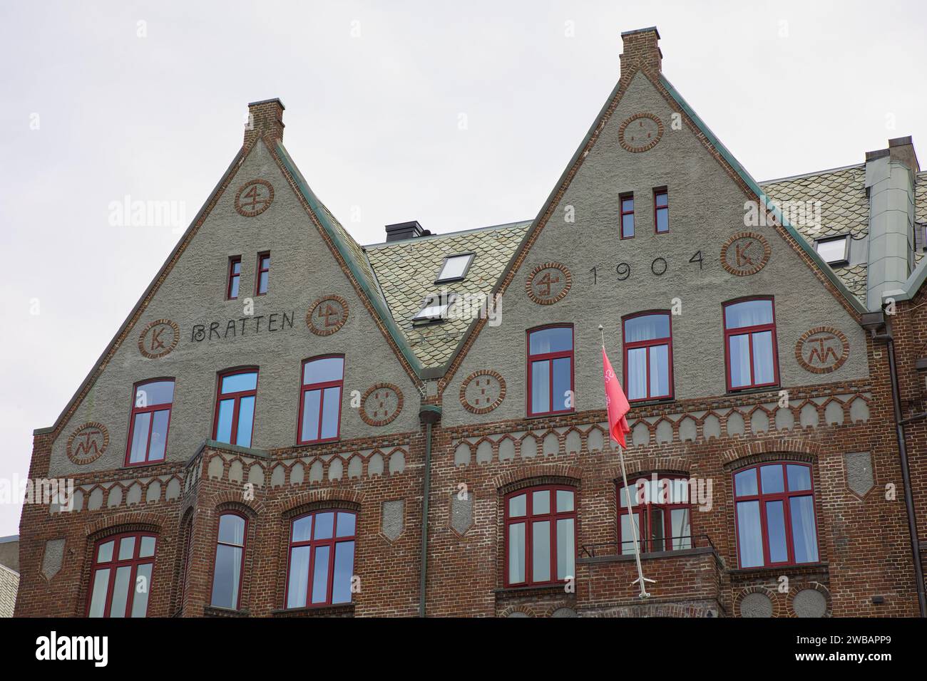Norway, Vestland, Bergen - July 22, 2023: Facade of the Bratten House ...