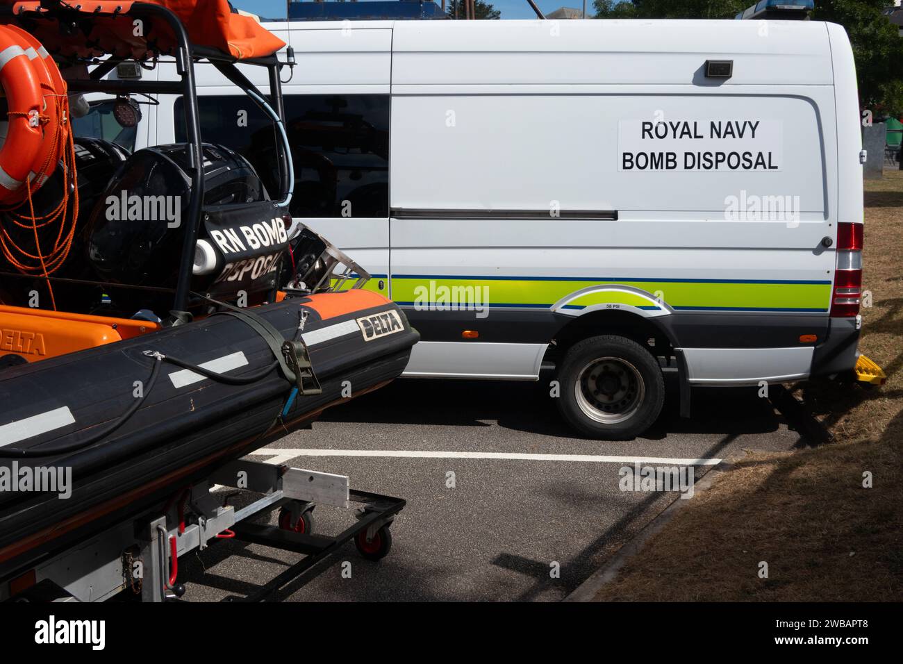 Royal Navy Bomb Disposal unit van and equipment Falmouth Cornwall ...