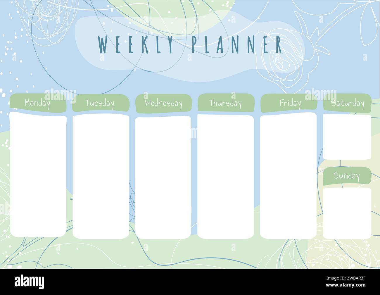 Simple printable weekly planner template in vector. Daily schedul week ...