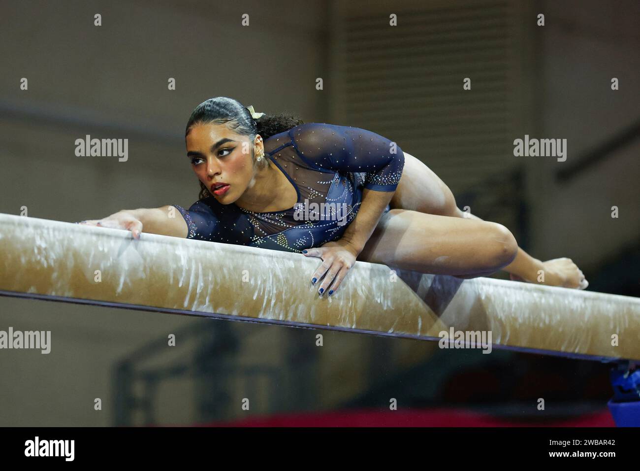California's eMjae Frazier competes on the balance beam during an NCAA ...