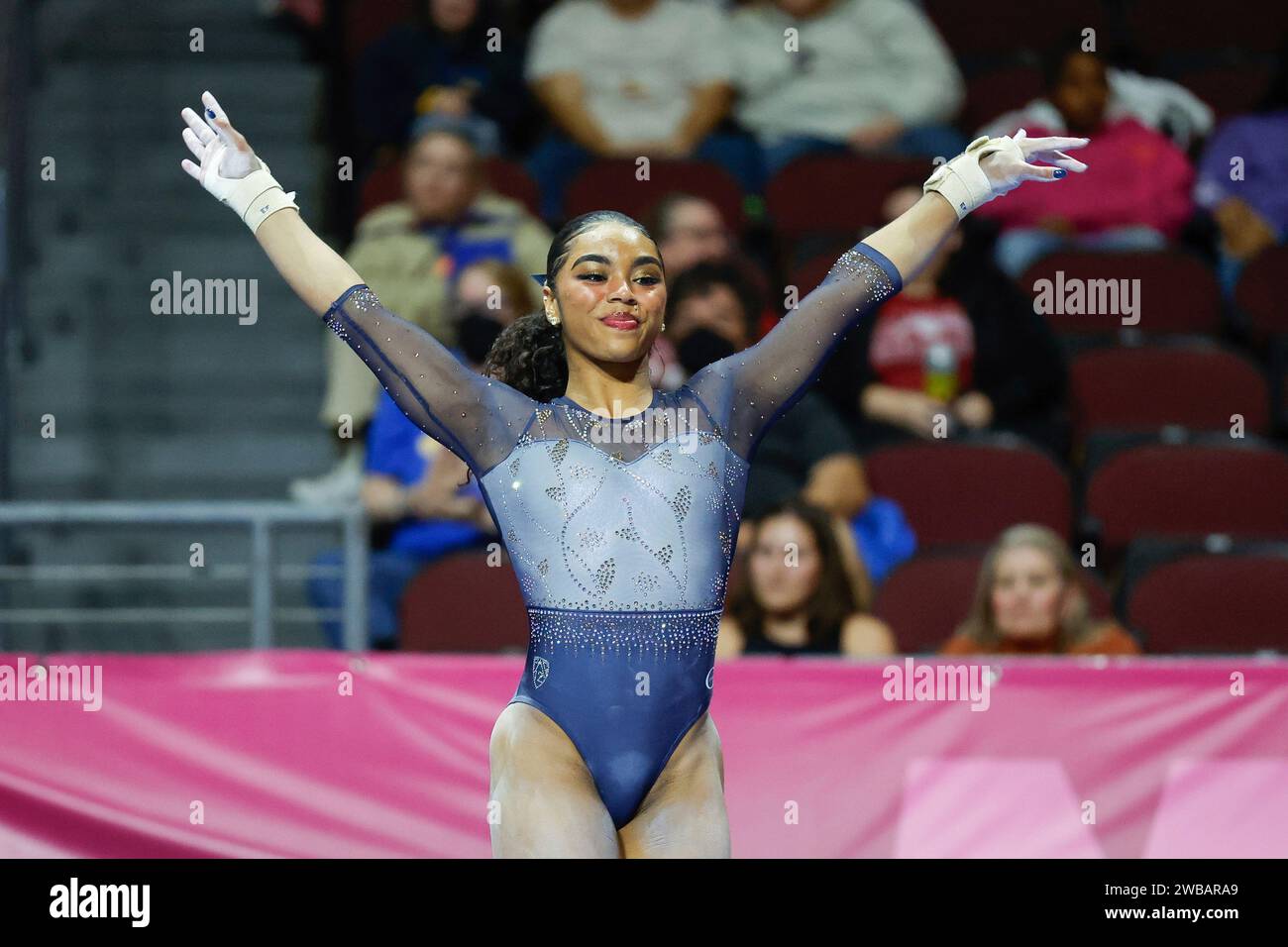 California's eMjae Frazier competes on the vault during an NCAA ...