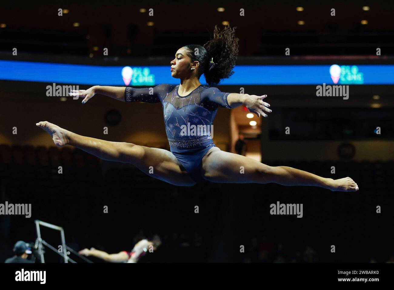 California's eMjae Frazier competes on the floor exercise during an ...