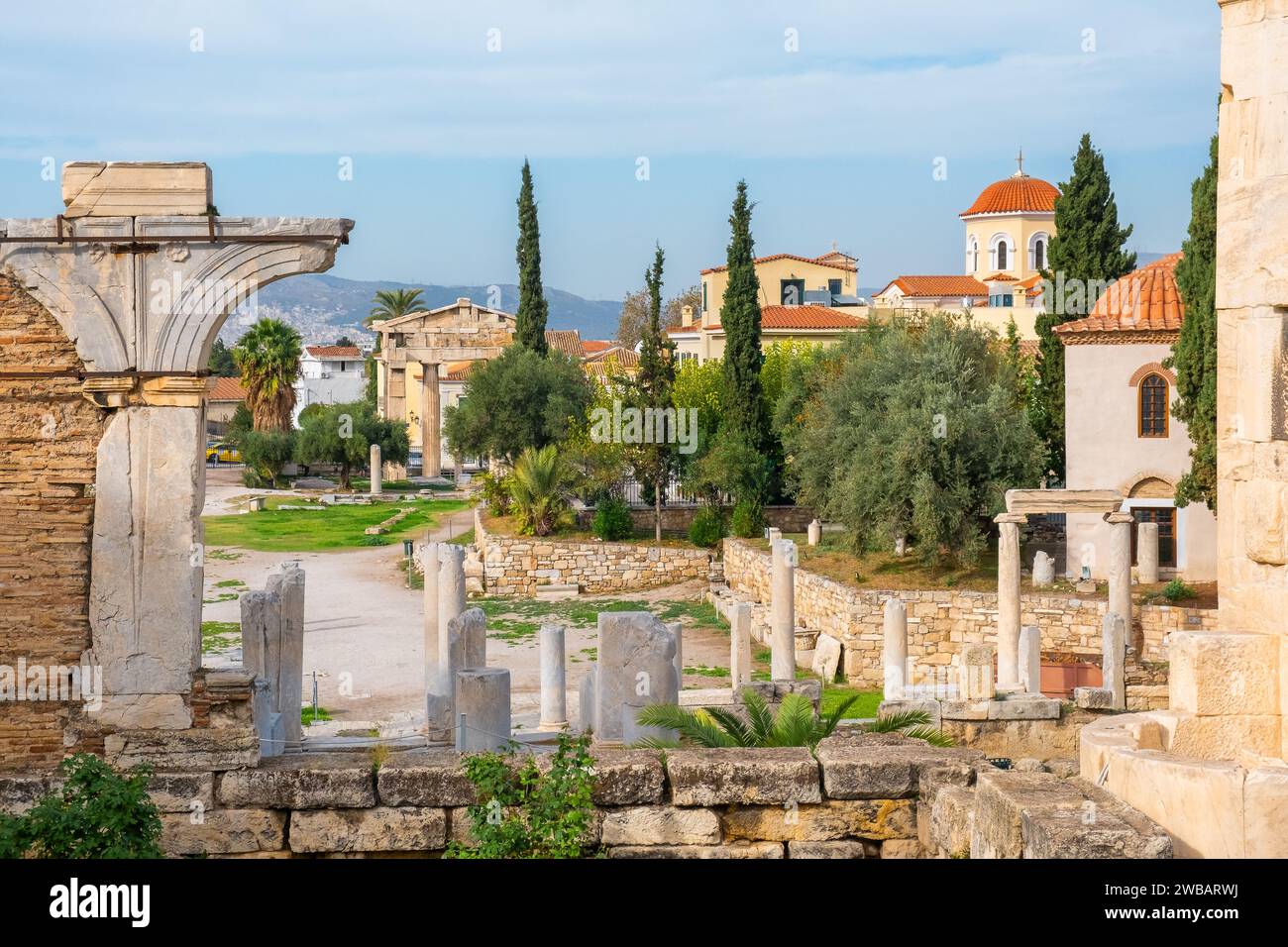 Roman Agora at Athens city, Greece. Archeological site of the ancient ...