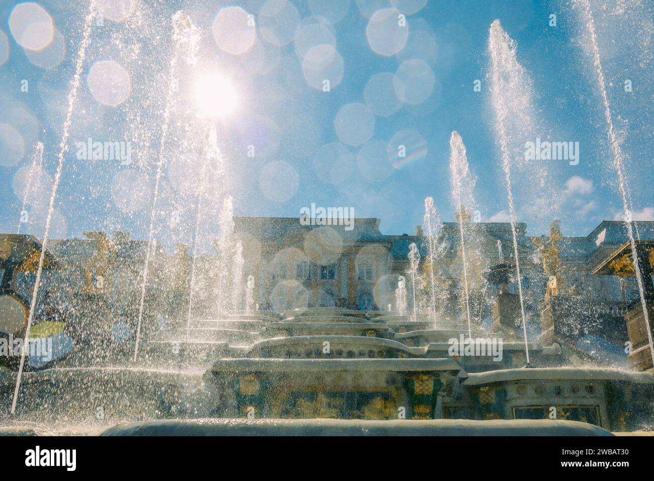 St. Petersburg, Russia - August 23, 2023: Fountains of Peterhof. Golden ...