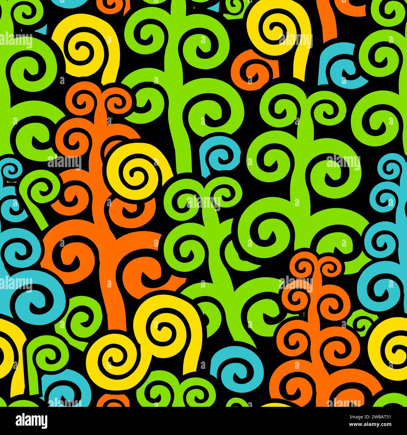 Graphic seamless background of simple stylized trees. hand drawing. Not ...