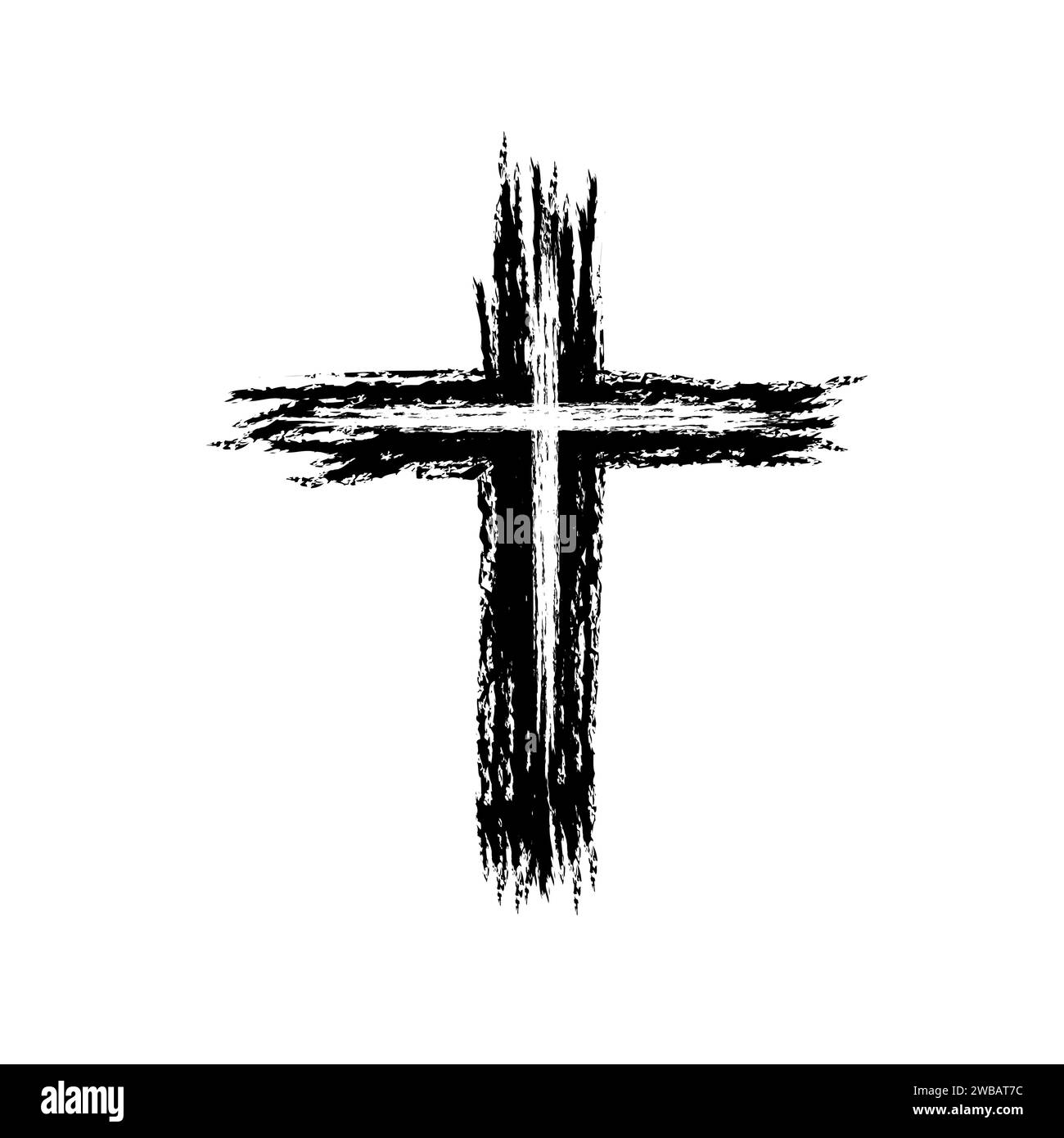 Hand drawn christian cross signs. Brush painted black icons. hand ...