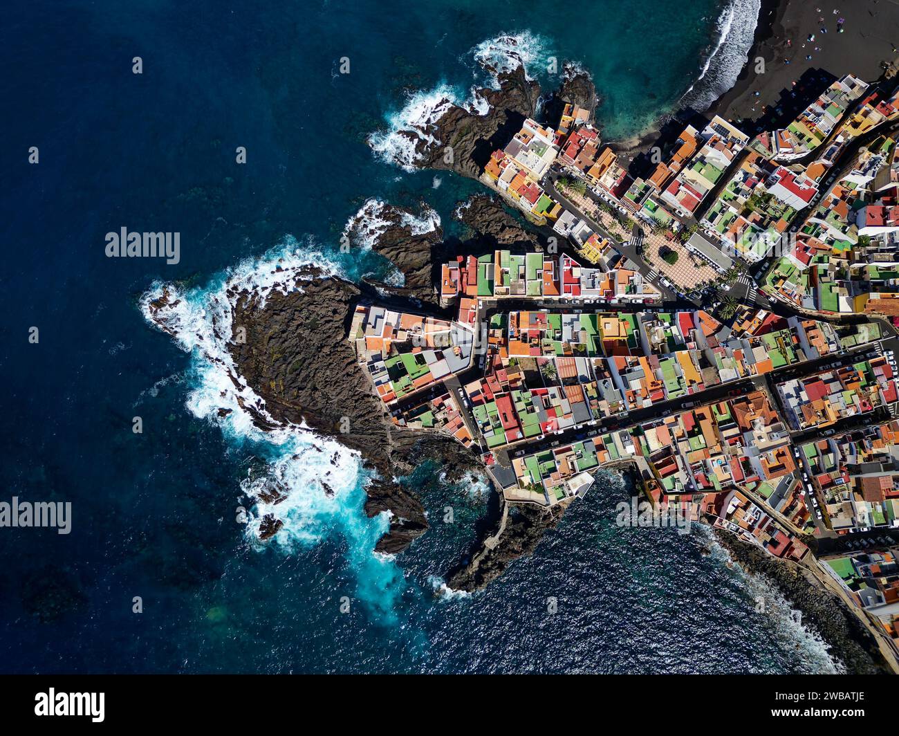 Aerial view of Punta Brava in Tenerife, Canary Island, Spain. Colorful ...