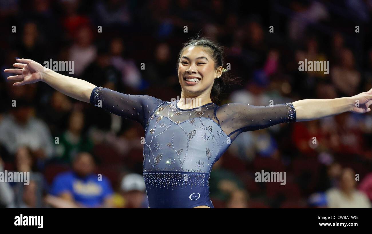 California's Mya Lauzon competes on the floor exercise during an NCAA ...