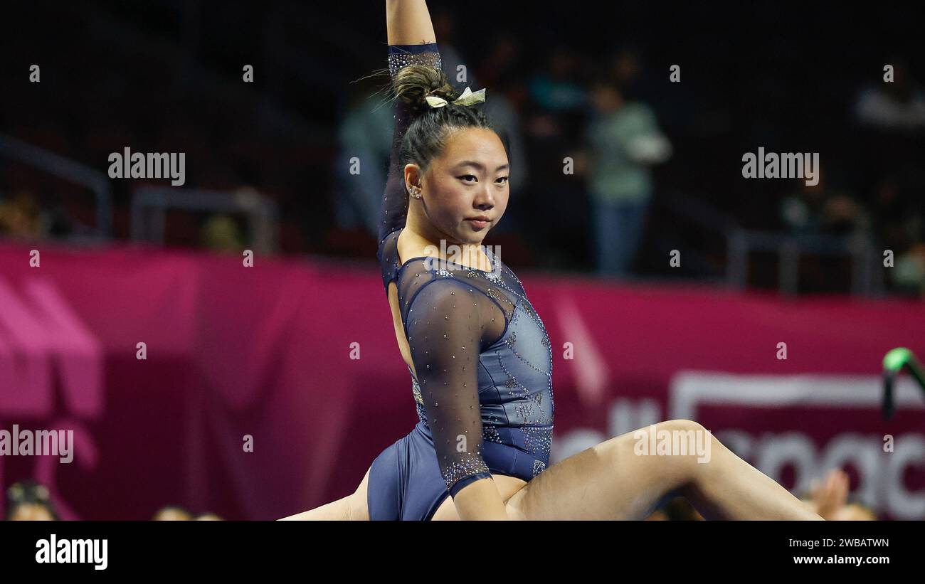 California's Andi Li competes on the floor exercise during an NCAA ...