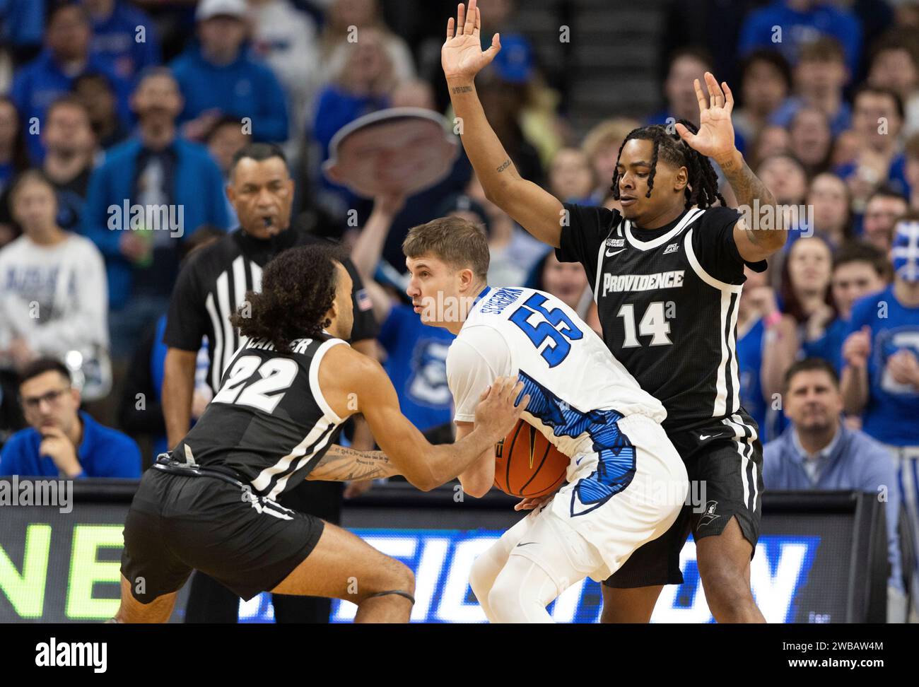 Creighton's Baylor Scheierman (55) plays against Providence's Devin ...
