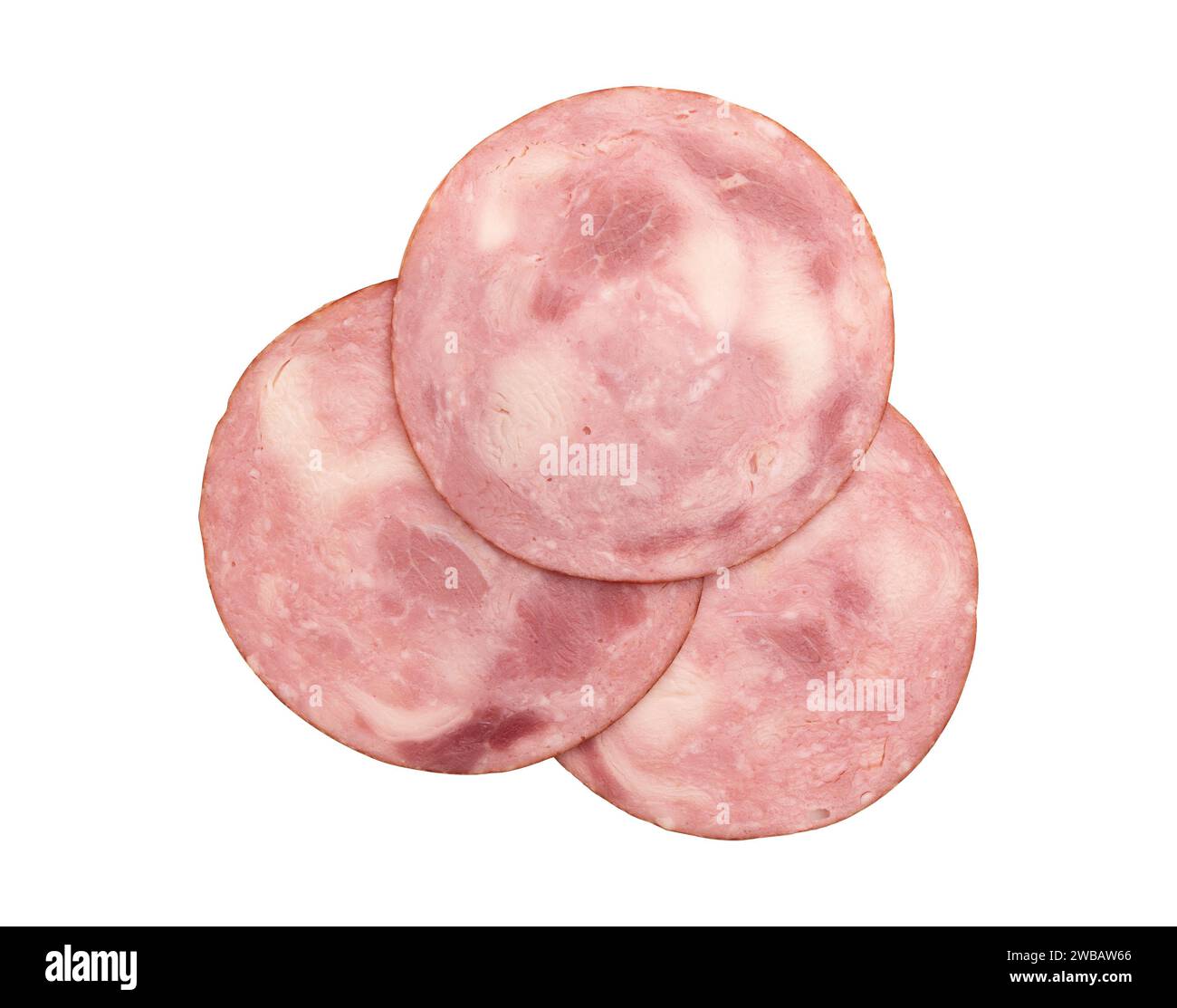 round pieces of ham isolated on white background with clipping path ...