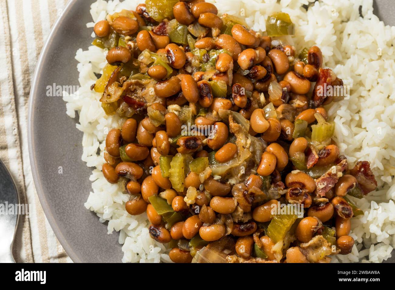 Savory Homemade Southern Hoppin John with White Rice Stock Photo - Alamy