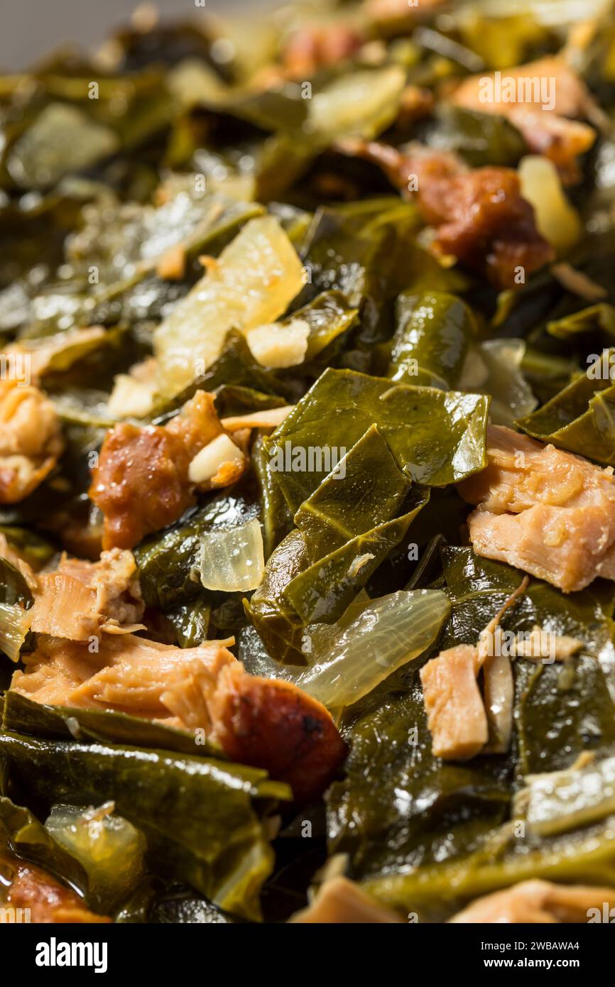 Southern Organic Collard Greens with Pork and Pepper Stock Photo - Alamy