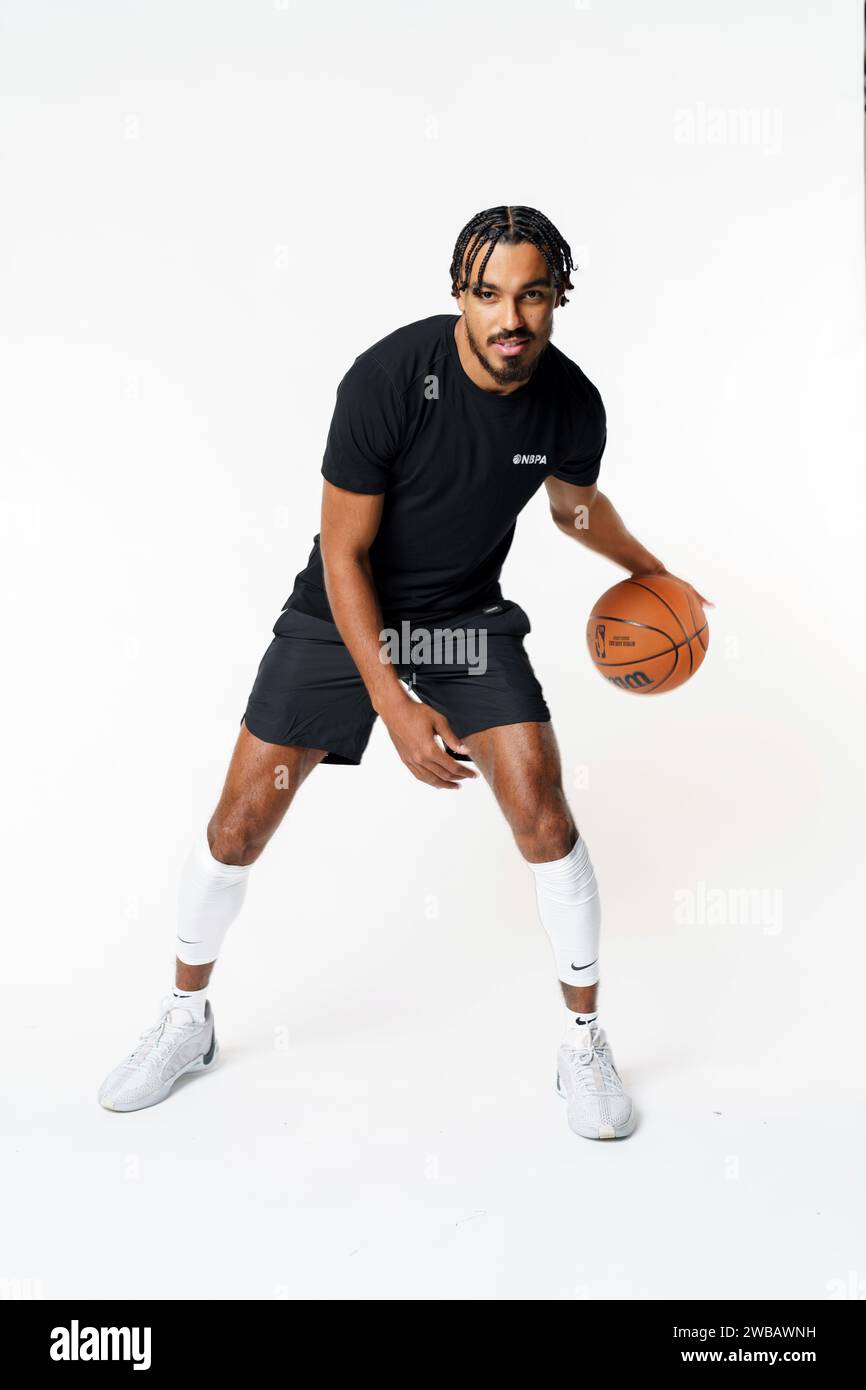 Tre Jones poses for a portrait on October 2, 2023 in San Antonio, Texas ...