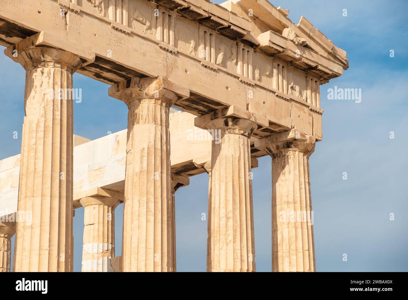 Columns of Parthenon temple on the Acropolis in Athens, Greece. Popular ...
