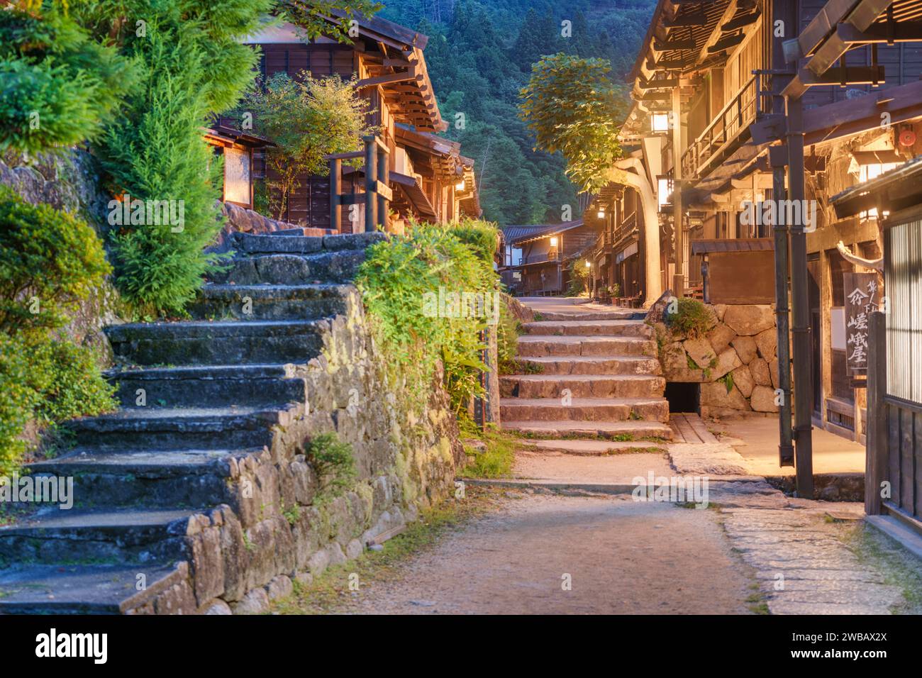 Tsumago, Japan traditional historic post town along the Nakasendo at ...