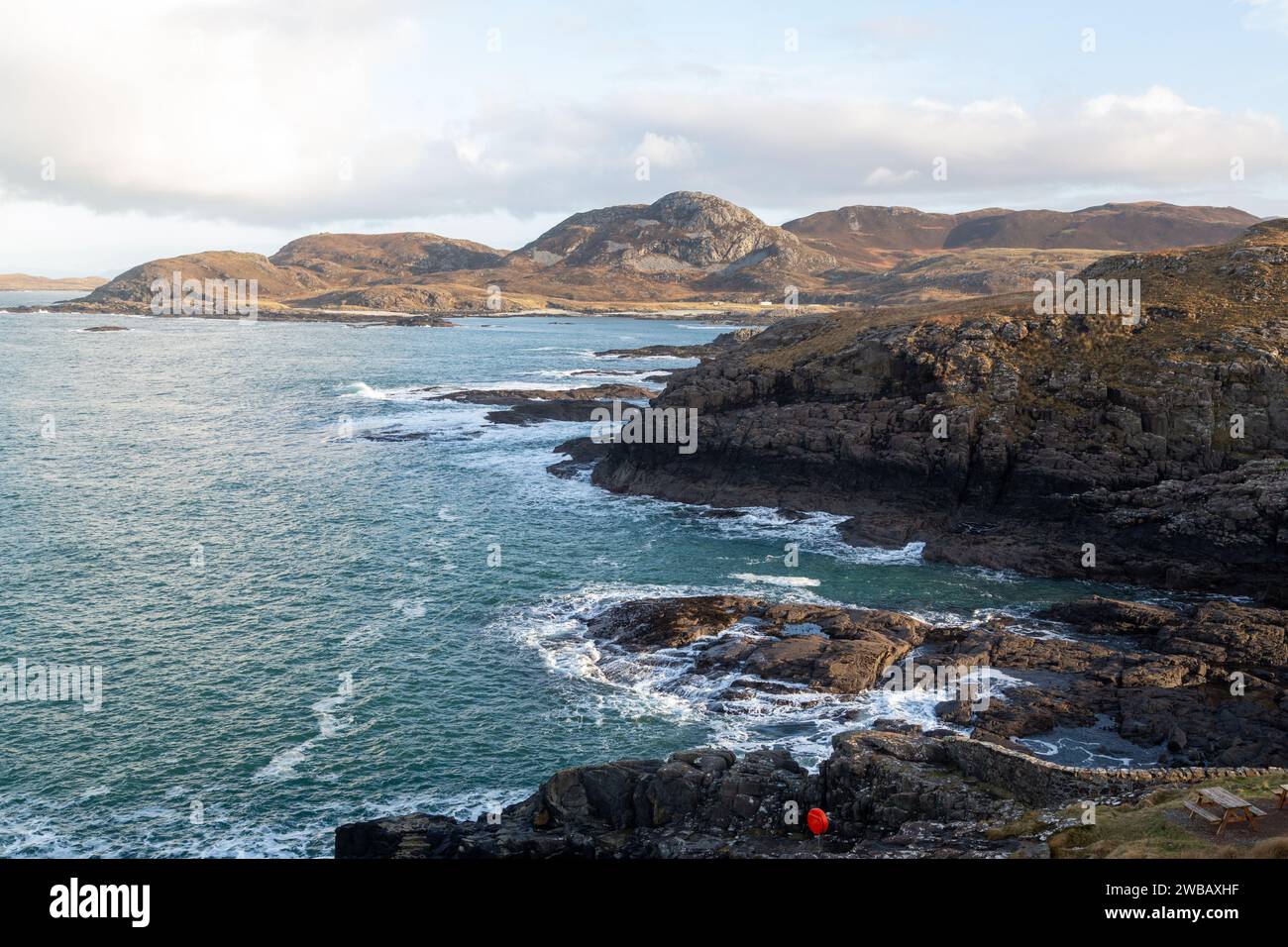Looking North East from Ardnamurchan Lighthouse towards the beach at ...