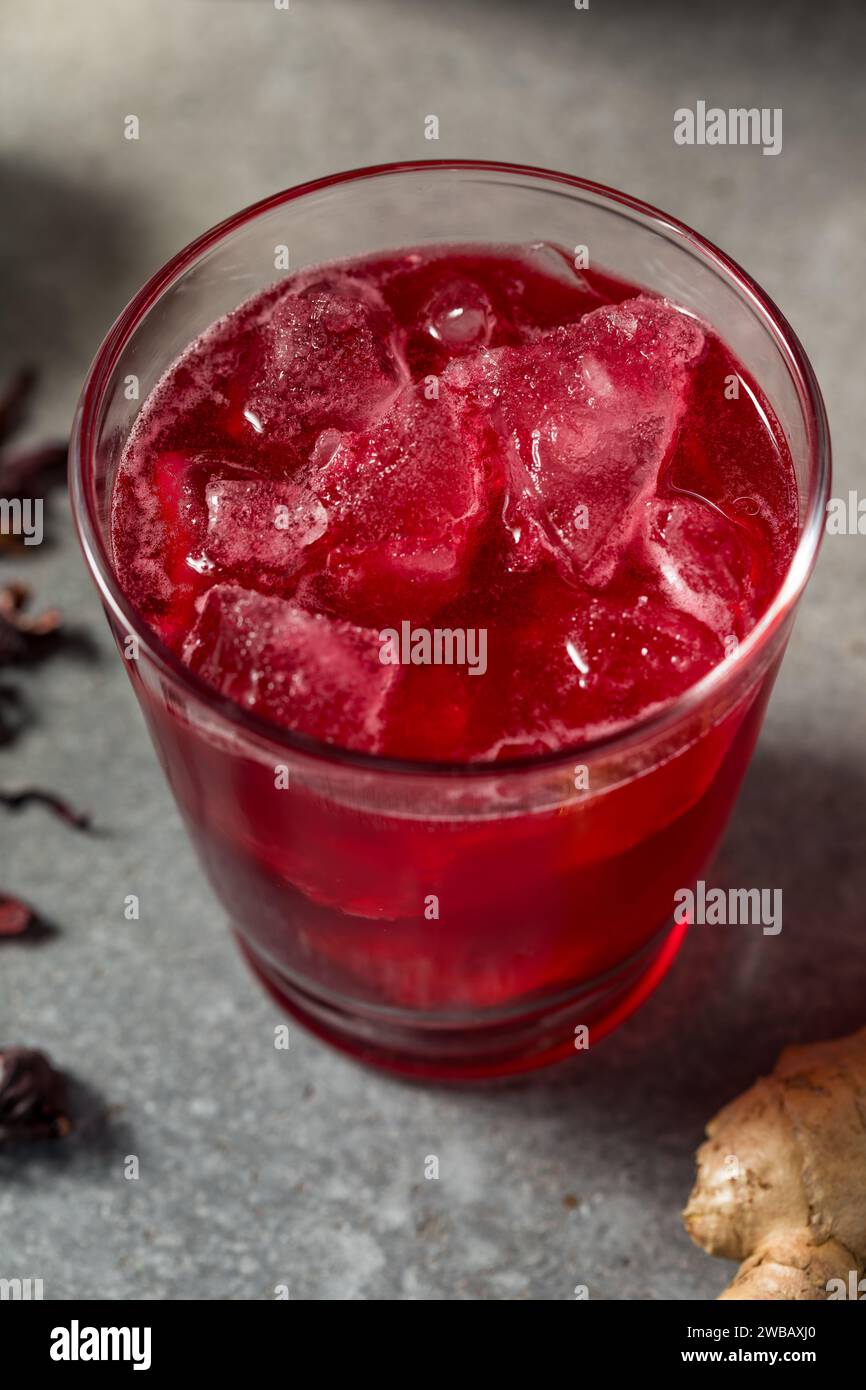 Boozy Cold Jamaican Hibiscus Sorrel Cocktail with Rum and Ice Stock ...