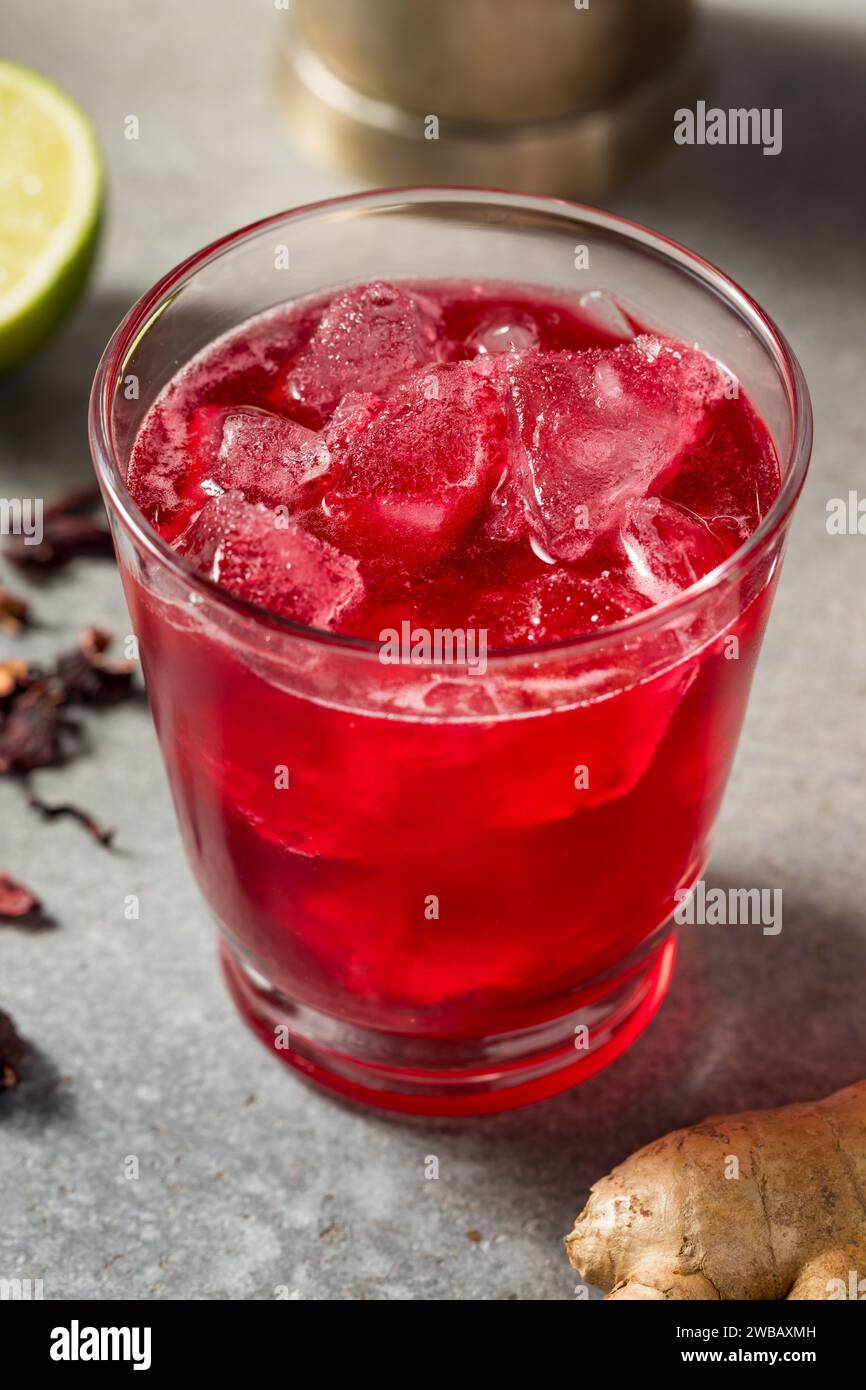 Boozy Cold Jamaican Hibiscus Sorrel Cocktail with Rum and Ice Stock ...