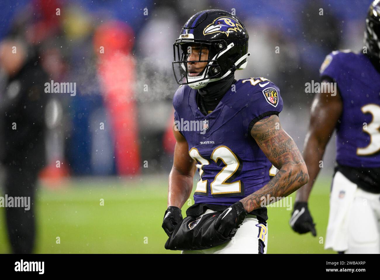 Baltimore Ravens cornerback Damarion Williams (22) works out before an ...