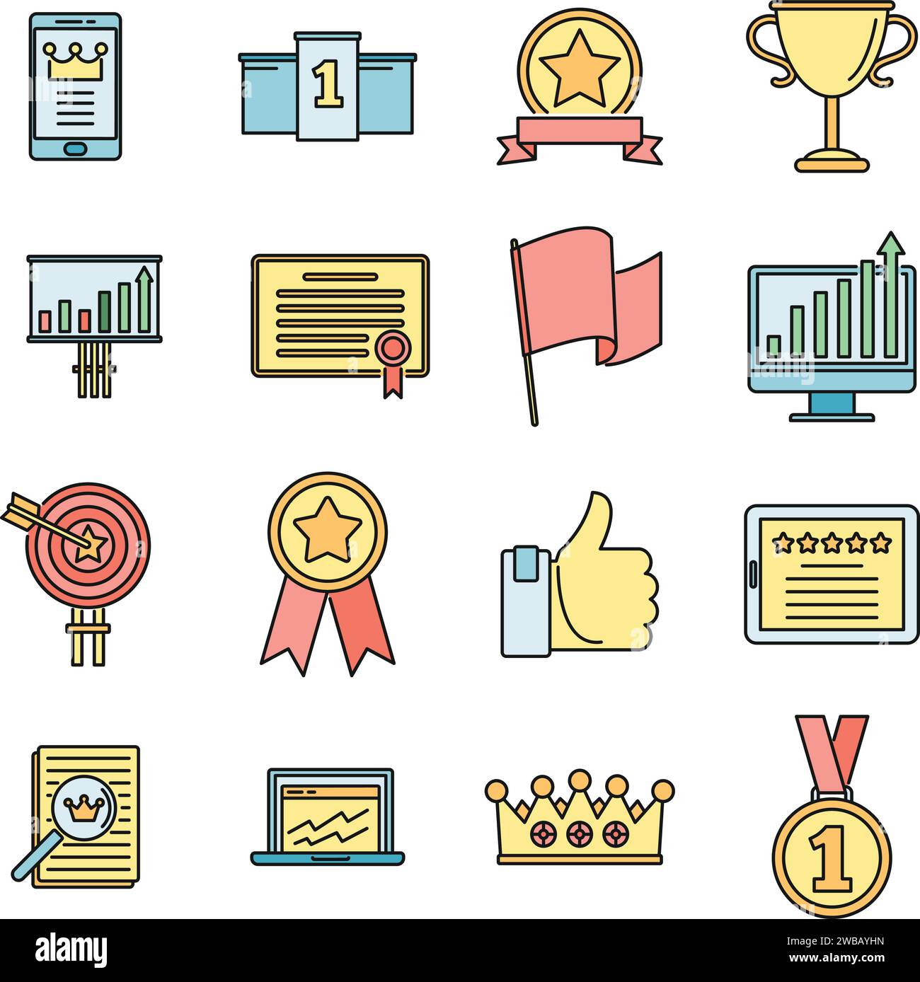 Success excellence icons set. Outline set of success excellence vector ...