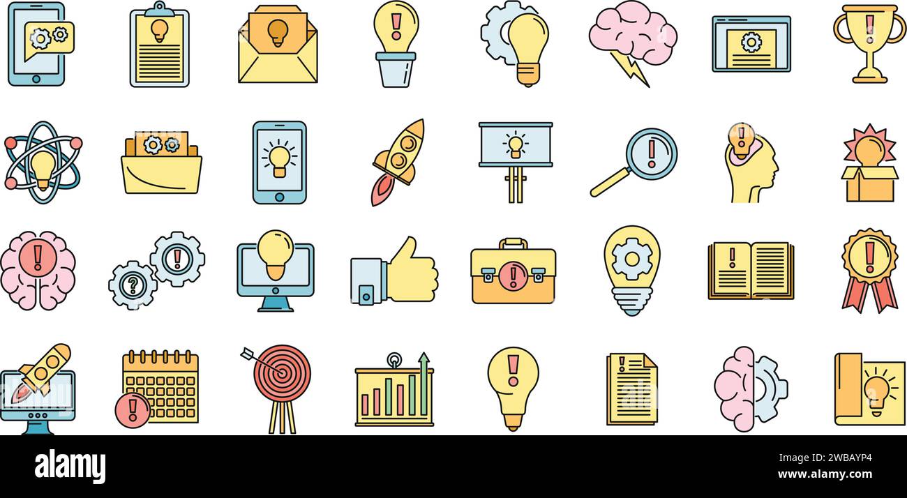 Creativity innovation icons set. Outline set of creativity innovation ...