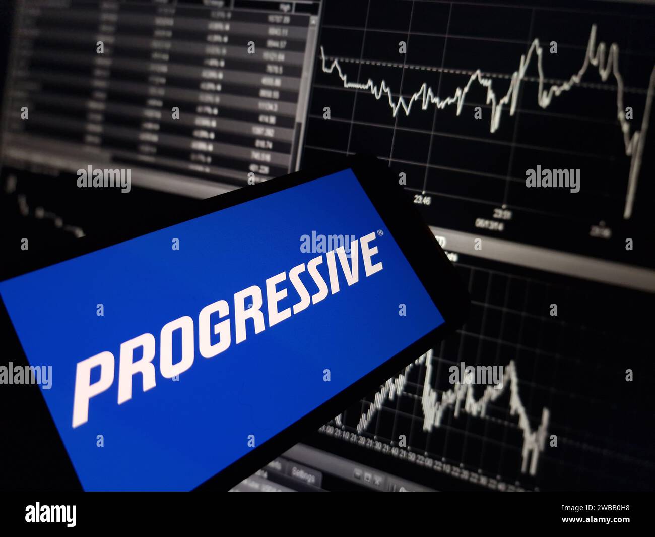 Konskie, Poland - January 07, 2024: Progressive company logo displayed ...