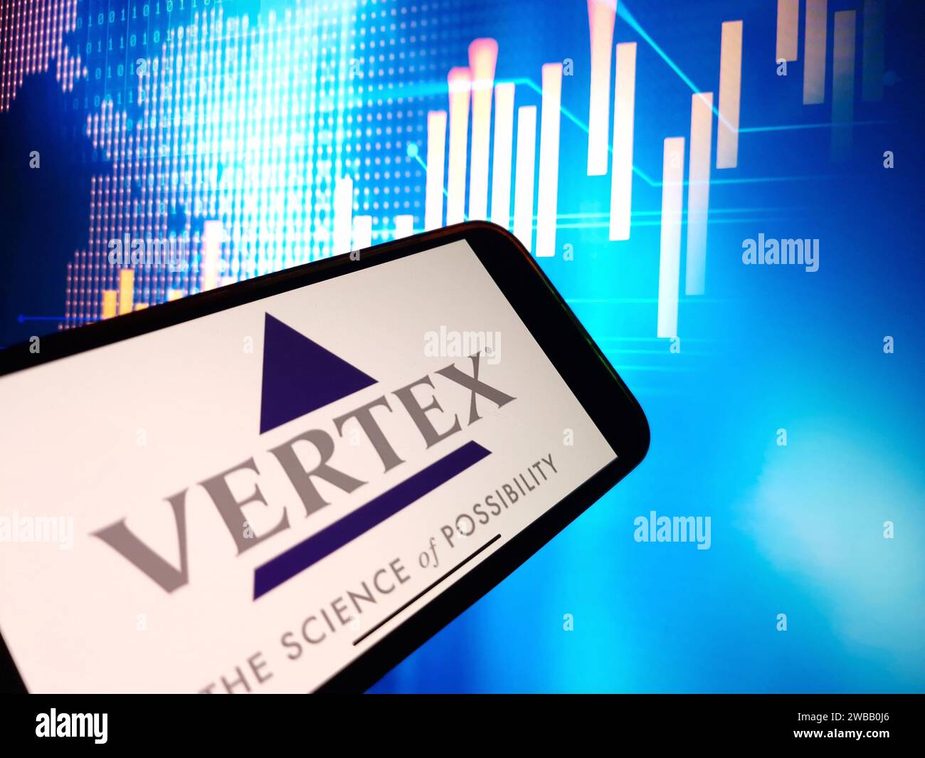 Konskie, Poland - January 07, 2024: Vertex Pharmaceuticals company logo ... Konskie, Poland - January 07, 2024: Vertex Pharmaceuticals company logo ...