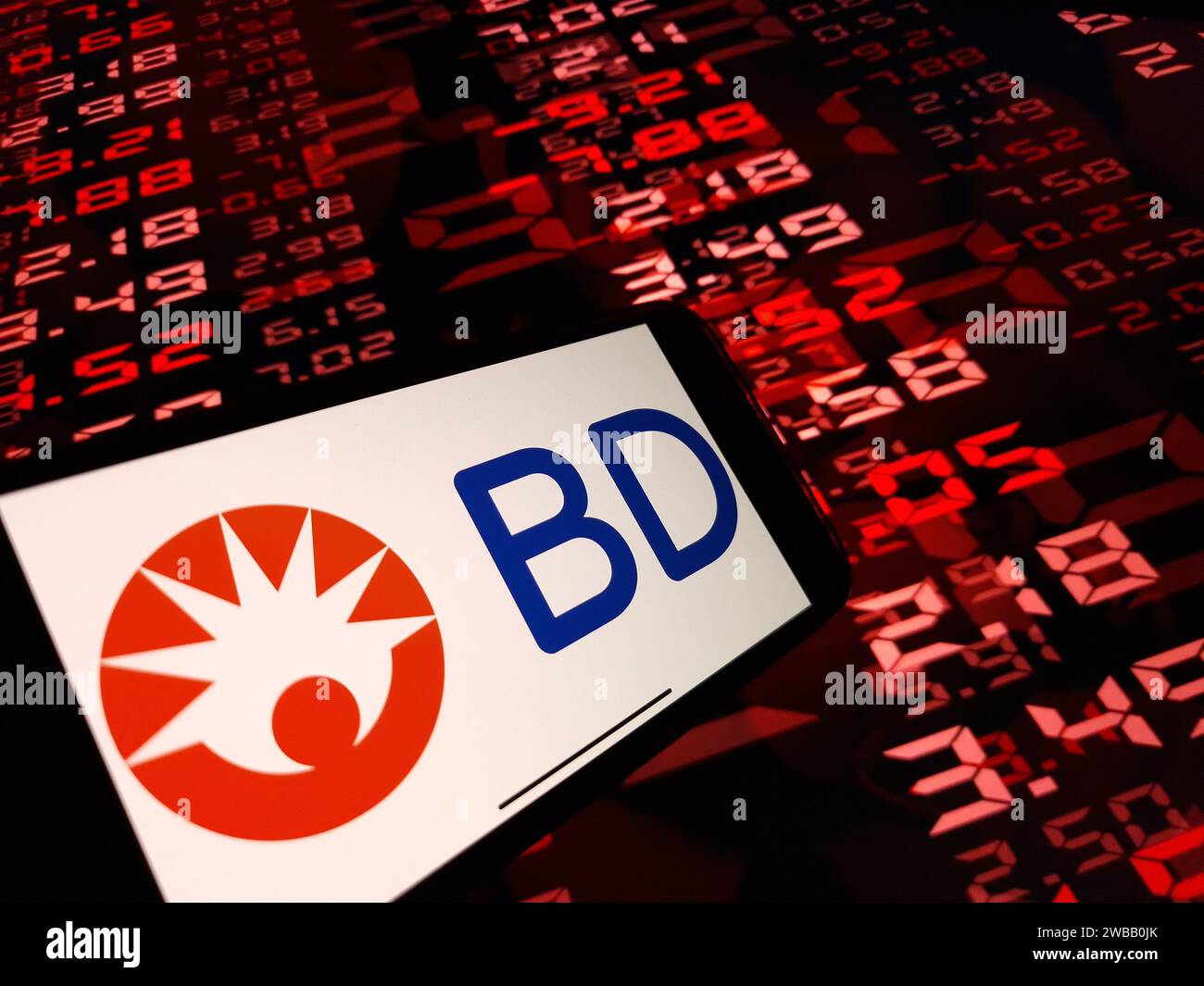 Konskie, Poland - January 07, 2024: Becton Dickinson company logo displayed on mobile phone ...