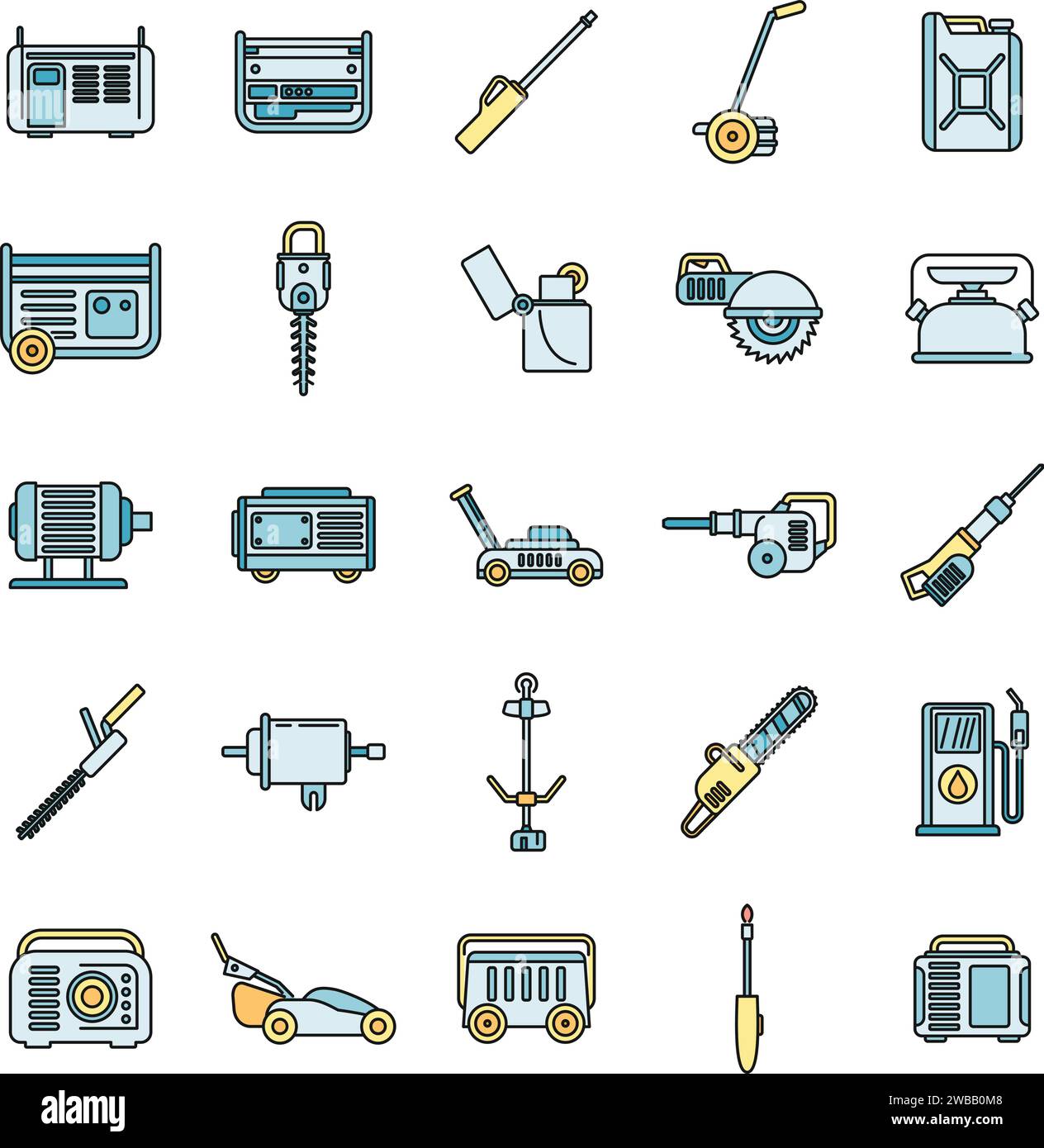 Modern gasoline tools icons set. Outline set of modern gasoline tools ...