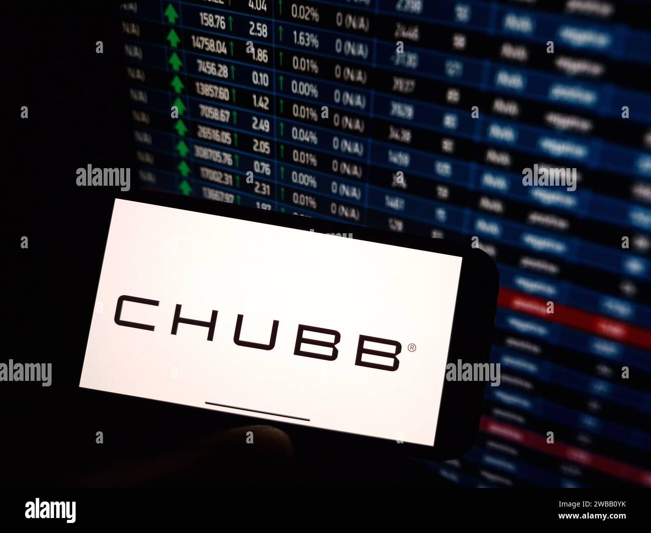 Konskie, Poland - January 07, 2024: Chubb company logo displayed on ...