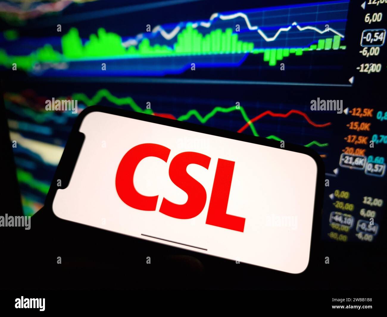 Konskie, Poland - January 07, 2024: CSL company logo displayed on ...