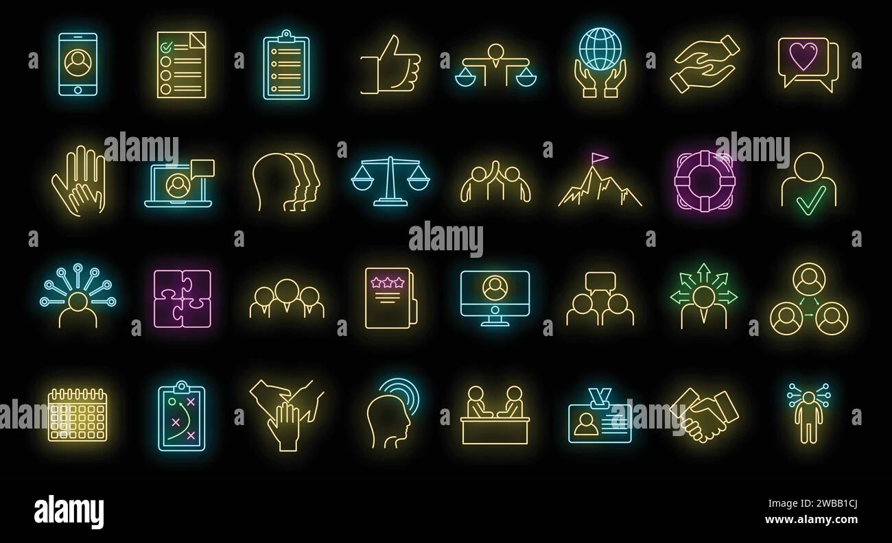 Social responsibility icons set. Outline set of social responsibility ...